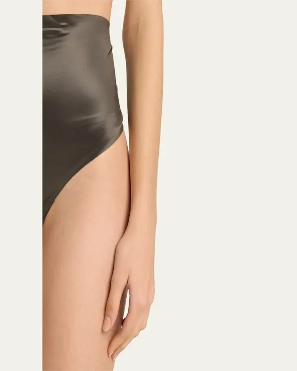 Spanx High-rise Shaping Satin Thong - Silver Moon