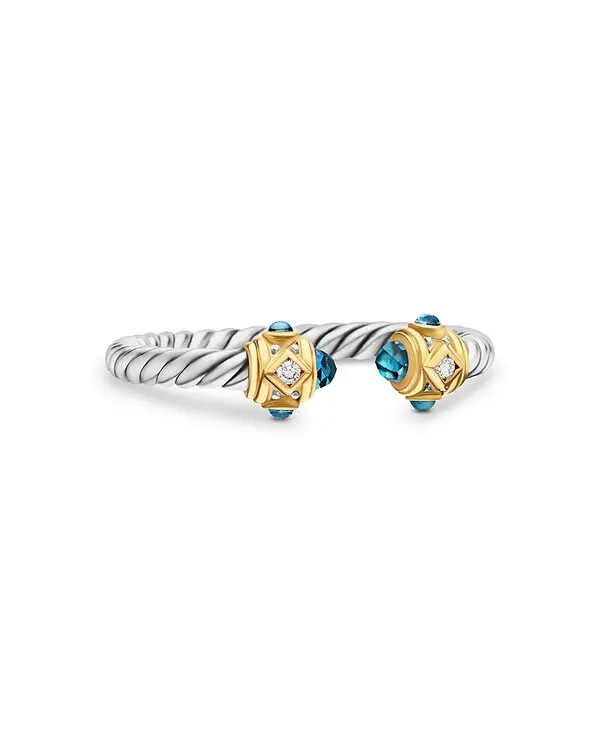 David Yurman Renaissance Ring With Hampton And Diamonds - Blue Topaz