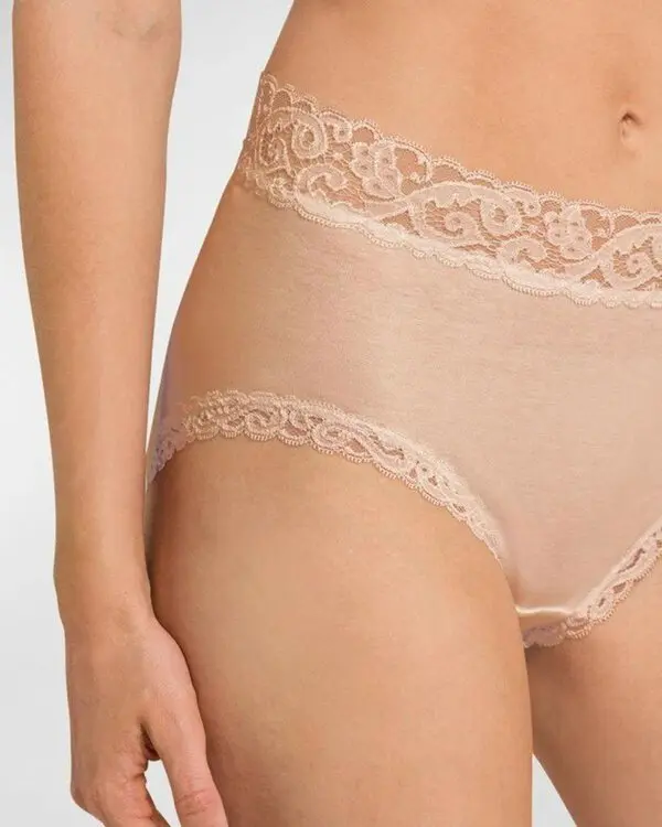 Hanro Moments Lace-trim Full Brief - Skin