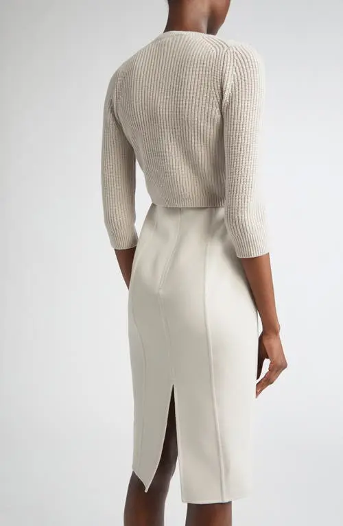 Michael Kors Shaker Stitch Cashmere Shrug - Oyster