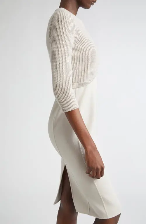 Michael Kors Shaker Stitch Cashmere Shrug - Oyster