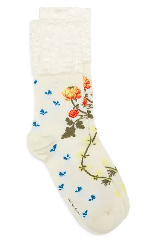 Simone Rocha Creeping Flower Jacquard Ankle Socks - Creeping/cream