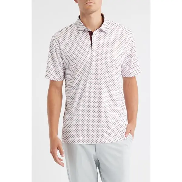 SWANNIES Hazelwood Modern Fit Foulard Print Performance Golf Polo - Maroon