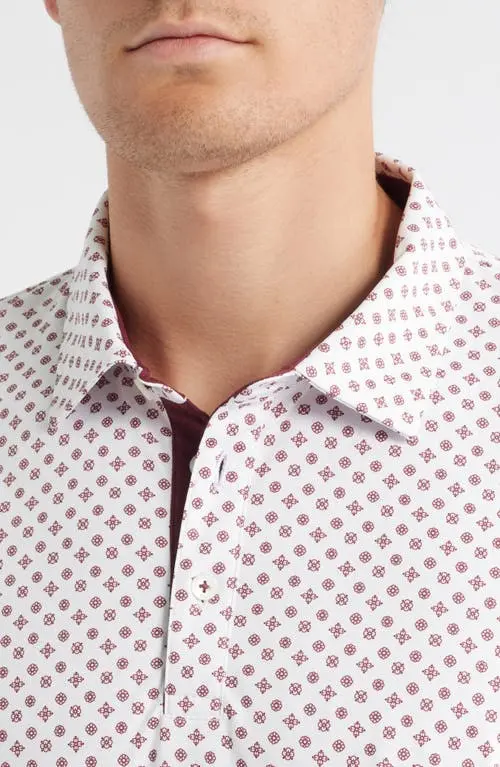 SWANNIES Hazelwood Modern Fit Foulard Print Performance Golf Polo - Maroon