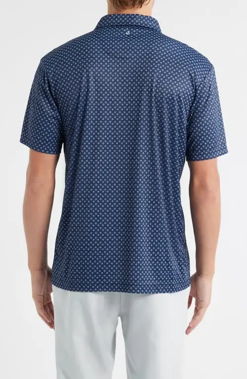 SWANNIES Hazelwood Modern Fit Foulard Print Performance Golf Polo - Navy
