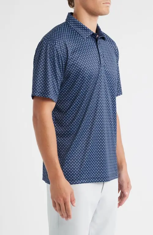 SWANNIES Hazelwood Modern Fit Foulard Print Performance Golf Polo - Navy