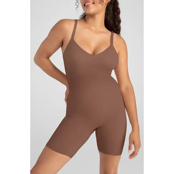 HONEYLOVE Superpower Mid Thigh Bodysuit - Toffee