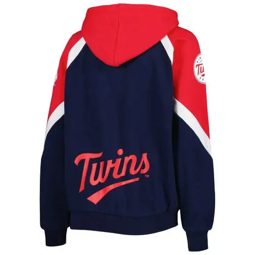 STARTER Minnesota Twins Hail Mary Full-zip Hoodie By - Navy