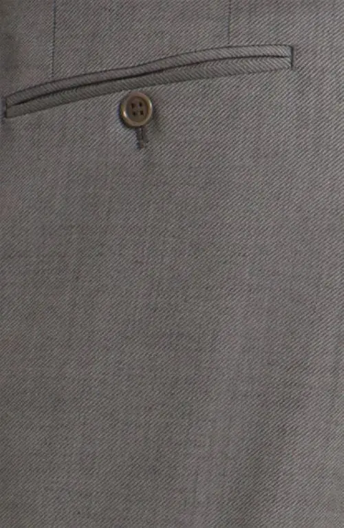 Canali Wool Flat Front Trousers - Grey