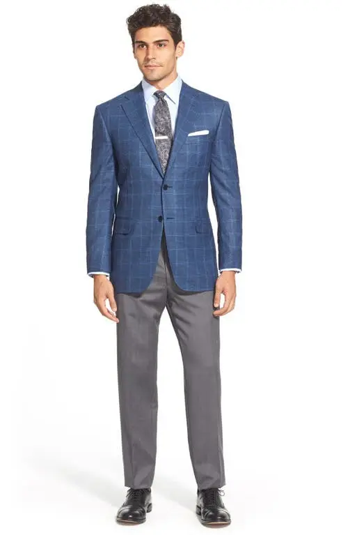 Canali Wool Flat Front Trousers - Grey