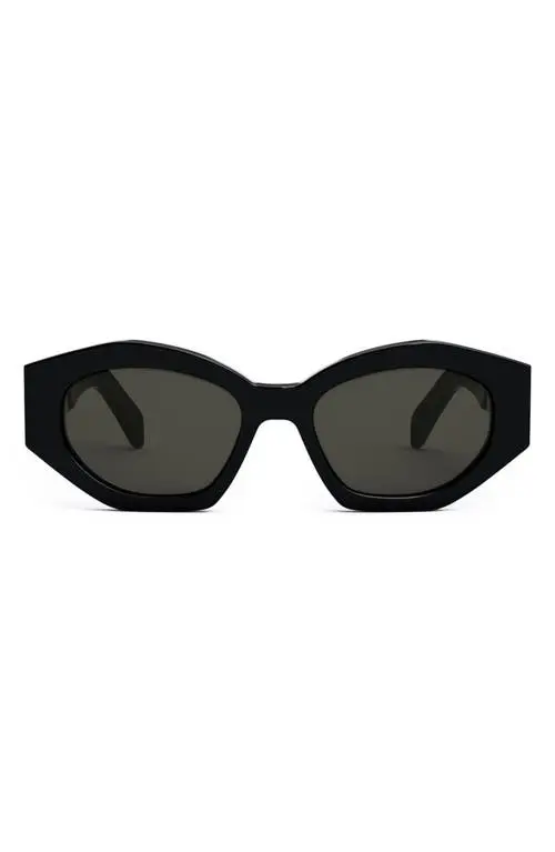 Celine Triomphe 54mm Cat Eye Sunglasses - Shiny Black/smoke