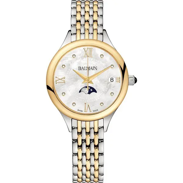 BALMAIN WATCHES Balmain Two-tone Diamond Moon Phase Bracelet Watch - Stainless Steel/yellow/ Pvd Coating