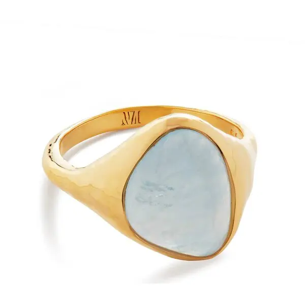 Monica Vinader Rio Gemstone Ring - 18ct Gold Vermeil - Aquama