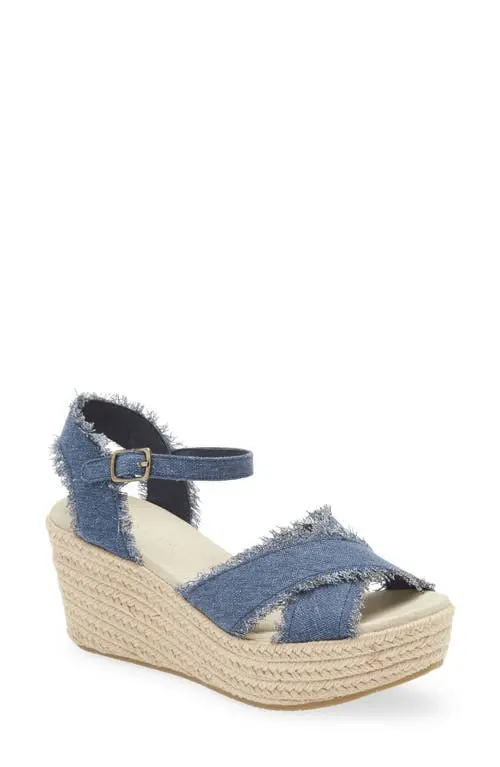 CHOCOLAT BLU Wedge Espadrille Sandal - Denim Linen