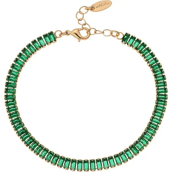 Ettika Crystal Baguette Chain Anklet - Green
