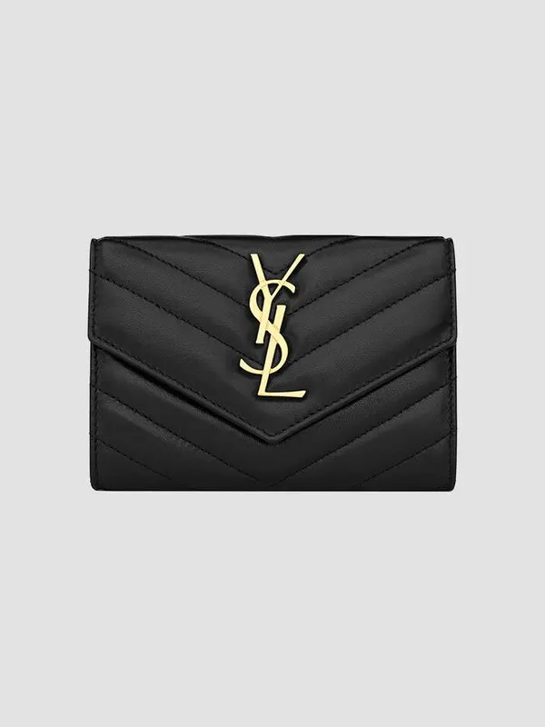 Saint Laurent Cassandre Matelassé Envelope Wallet - Nero