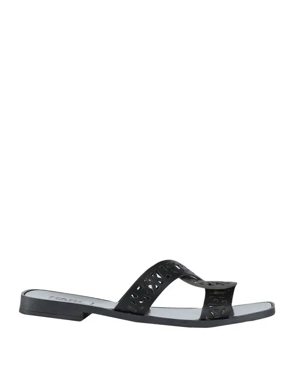 Karl Lagerfeld Skoot Interlok Loop Bovine Leather Slide Sandals - Black