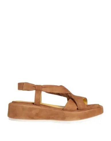 CALPIERRE Leather Wedge Sandals - Beige