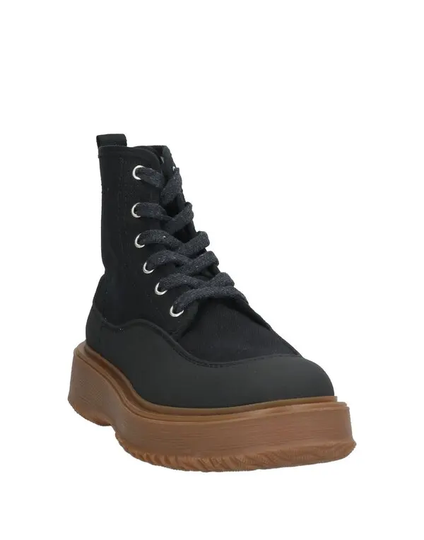 Hogan Military Textile Fiber Ankle Boots - Black