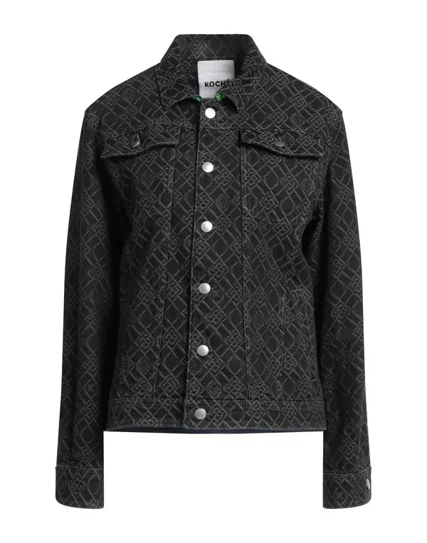 Koché Denim Outerwear Size Cotton, Polyester, Cow Leather - Black