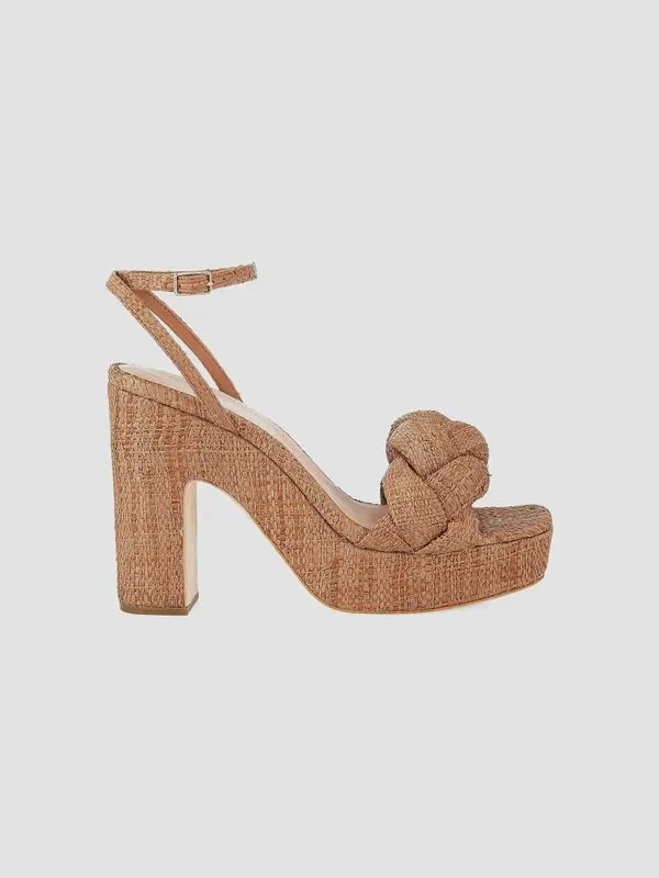 LOEFFLER RANDALL Fae Braided Raffia Platform Sandals - Brown