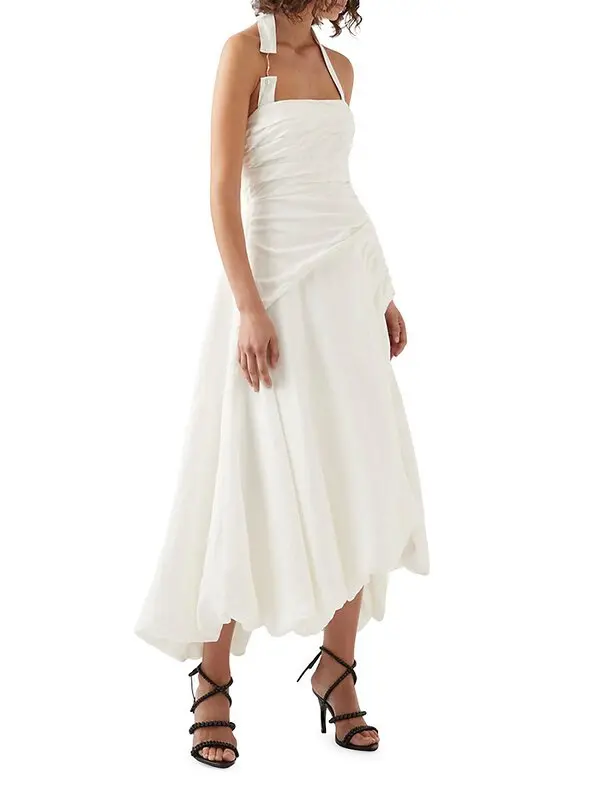 chinese dress ladies Aje - Mika Draped Split Maxi Ivory (Size 10) – Goldie's main image 0
