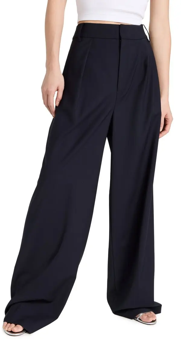 Tibi Tropical Wool Stella Pants - Navy