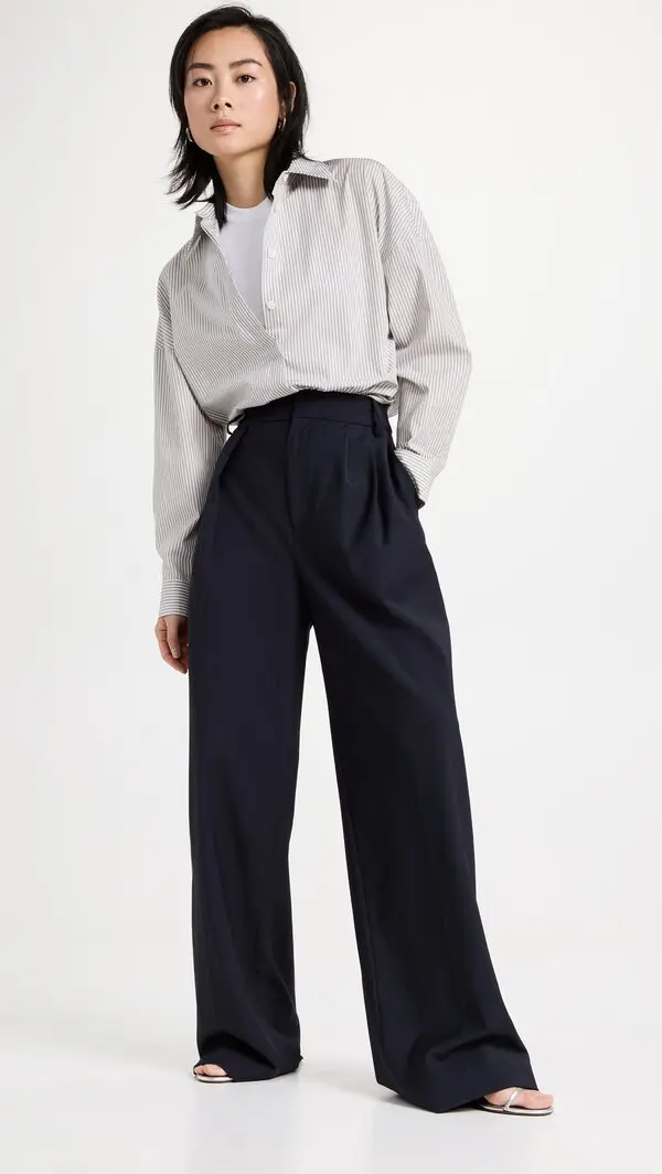Tibi Tropical Wool Stella Pants - Navy