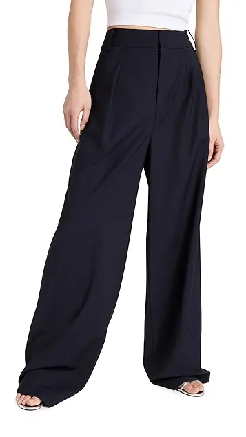 Tibi Tropical Wool Stella Pants - Navy