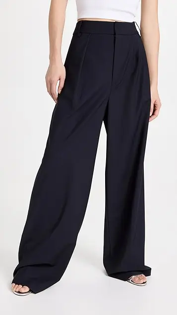Tibi Tropical Wool Stella Pants - Navy