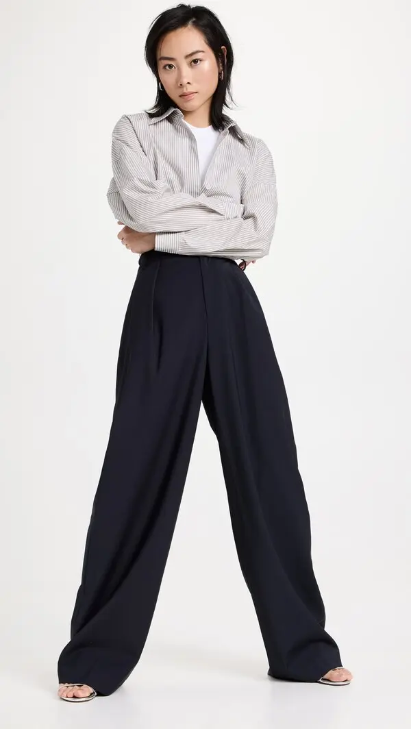 Tibi Tropical Wool Stella Pants - Navy