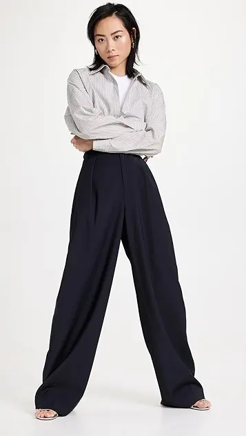Tibi Tropical Wool Stella Pants - Navy