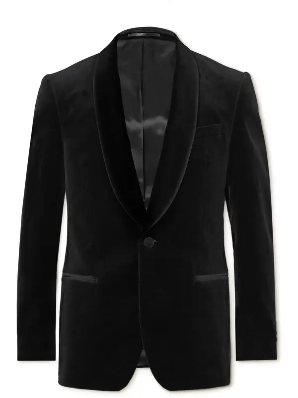 Mr P. Cotton-blend Velvet Tuxedo Jacket - Black