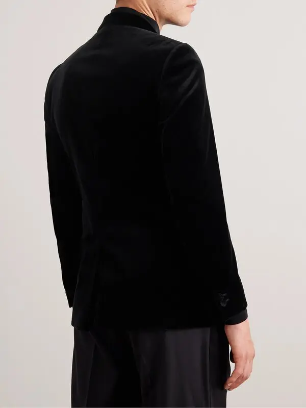 Mr P. Cotton-blend Velvet Tuxedo Jacket - Black