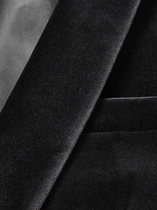 Mr P. Cotton-blend Velvet Tuxedo Jacket - Black