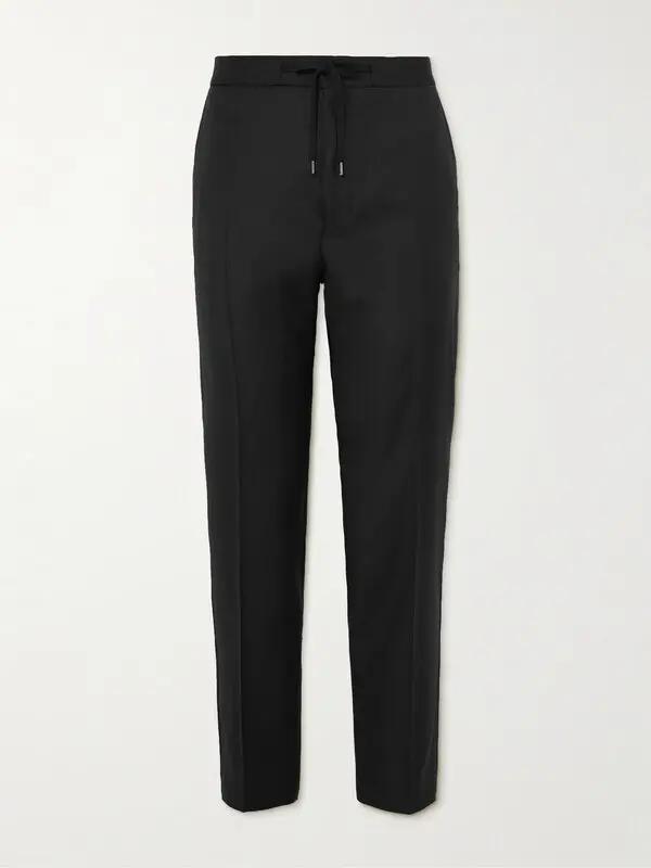 Mr P. Straight-leg Virgin Wool Drawstring Tuxedo Trousers