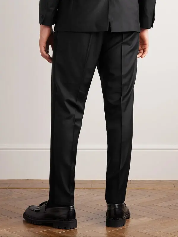 Mr P. Straight-leg Virgin Wool Drawstring Tuxedo Trousers