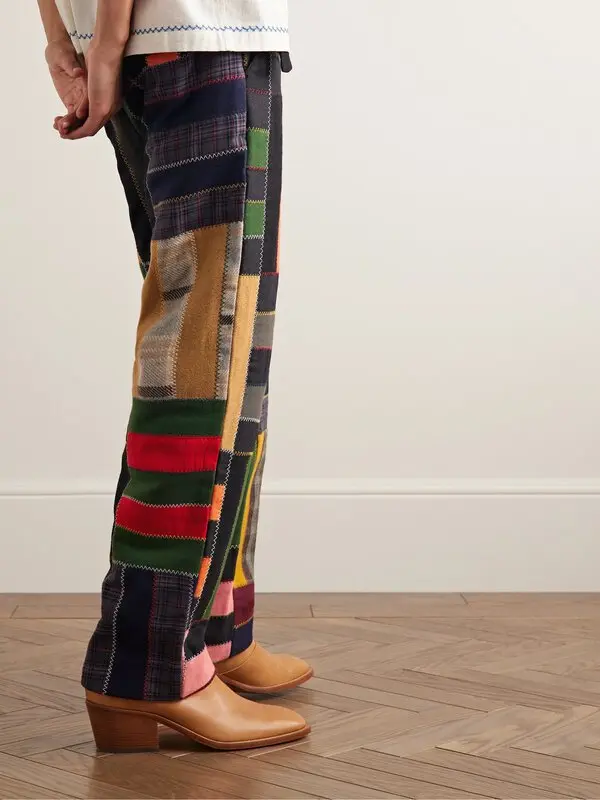 BODE Straight-leg Patchwork Wool-blend Trousers