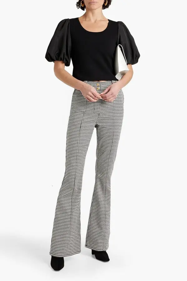 Derek Lam 10 Crosby Houndstooth Cottonblend Tweed Flared Pants