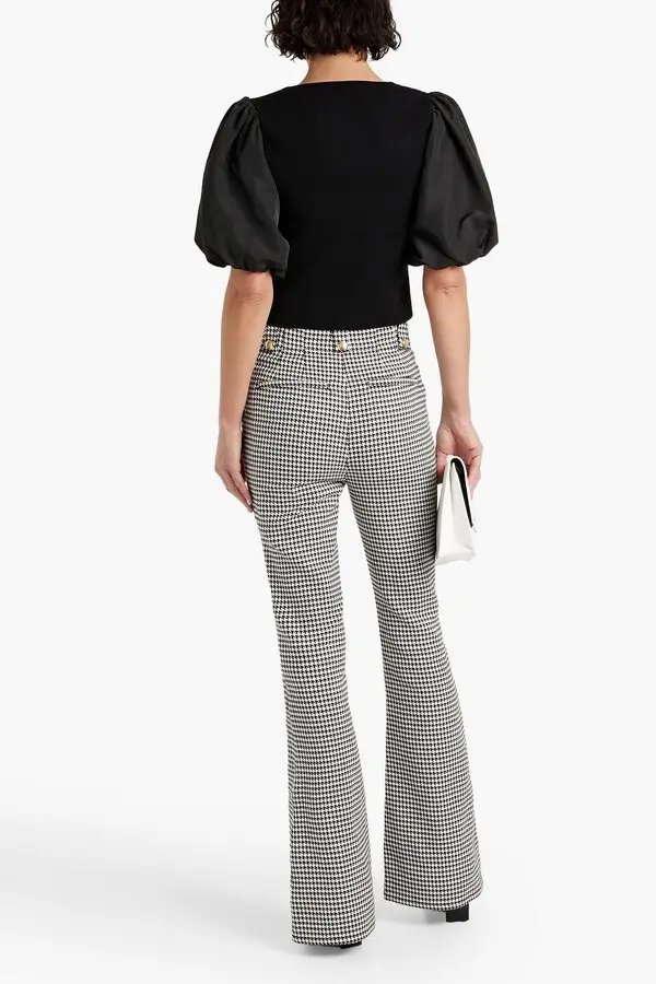 Derek Lam 10 Crosby Houndstooth Cottonblend Tweed Flared Pants