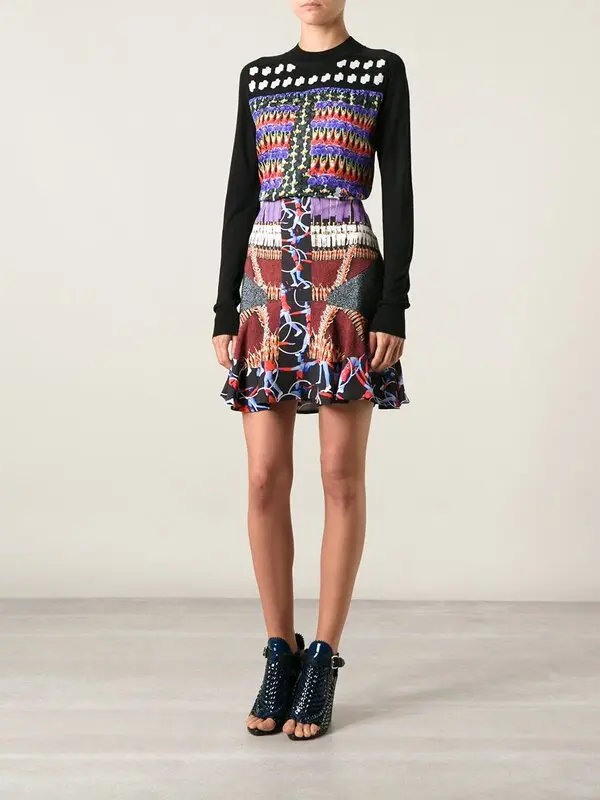 PETER PILOTTO Printed Pleated Hem Skirt