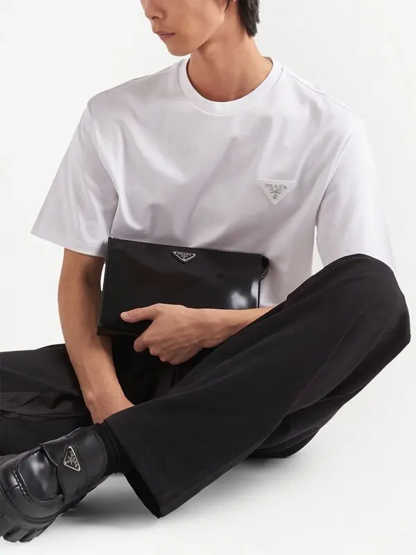 Prada Logo-Patch Short-Sleeve T-Shirt - White | Editorialist