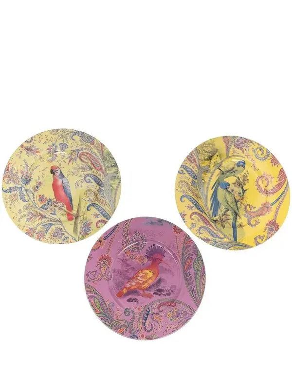 Etro Set-of-three Paisley-print Plates - Pink