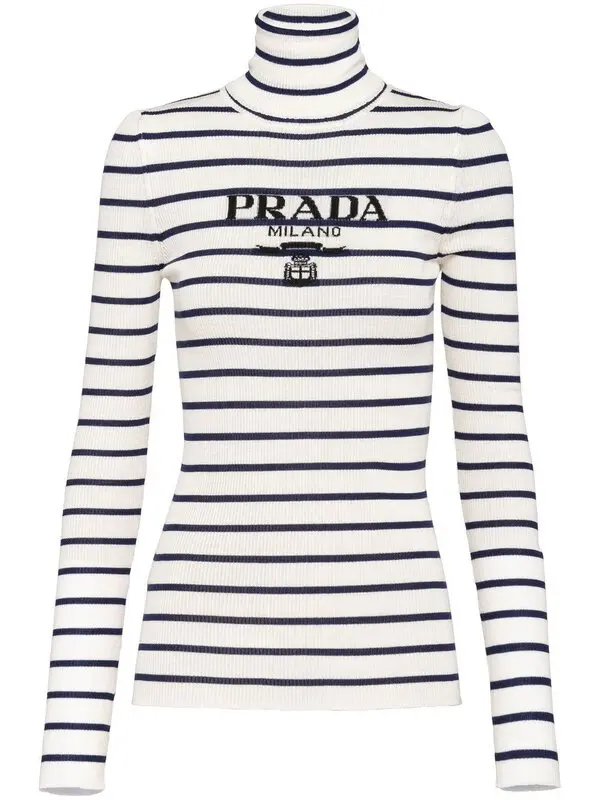 Prada Logo-intarsia Striped Jumper