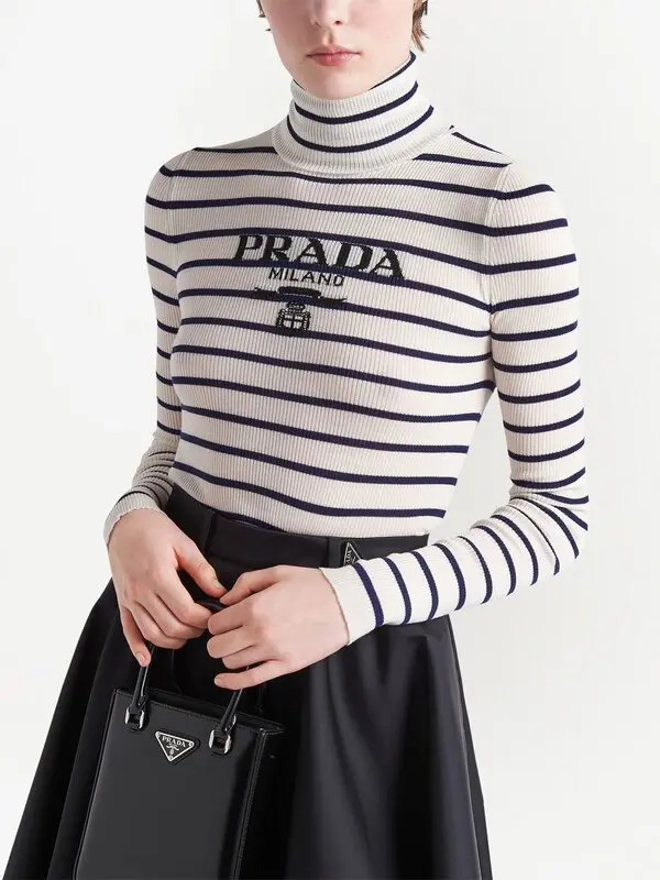 Prada Logo-intarsia Striped Jumper