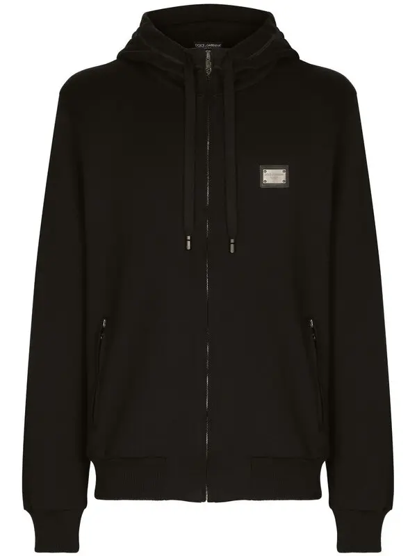Dolce & Gabbana Hooded Zi-up Sweatshirt - Black