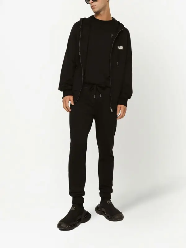 Dolce & Gabbana Hooded Zi-up Sweatshirt - Black