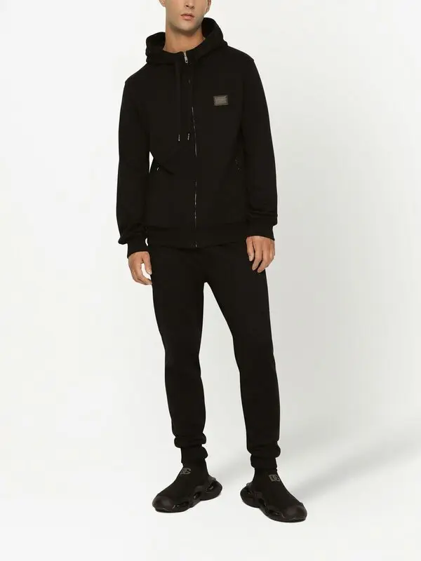 Dolce & Gabbana Hooded Zi-up Sweatshirt - Black