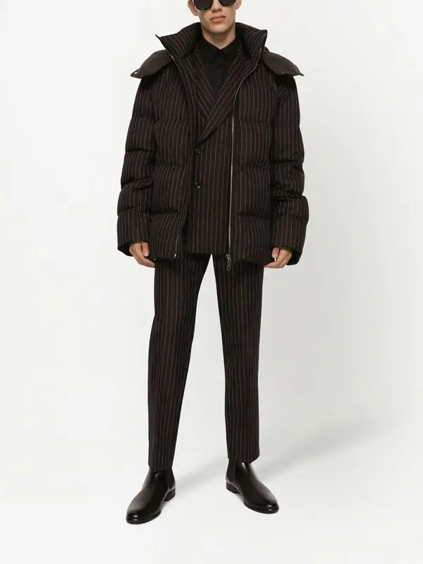 Dolce & Gabbana Pinstriped Puffer Jacket