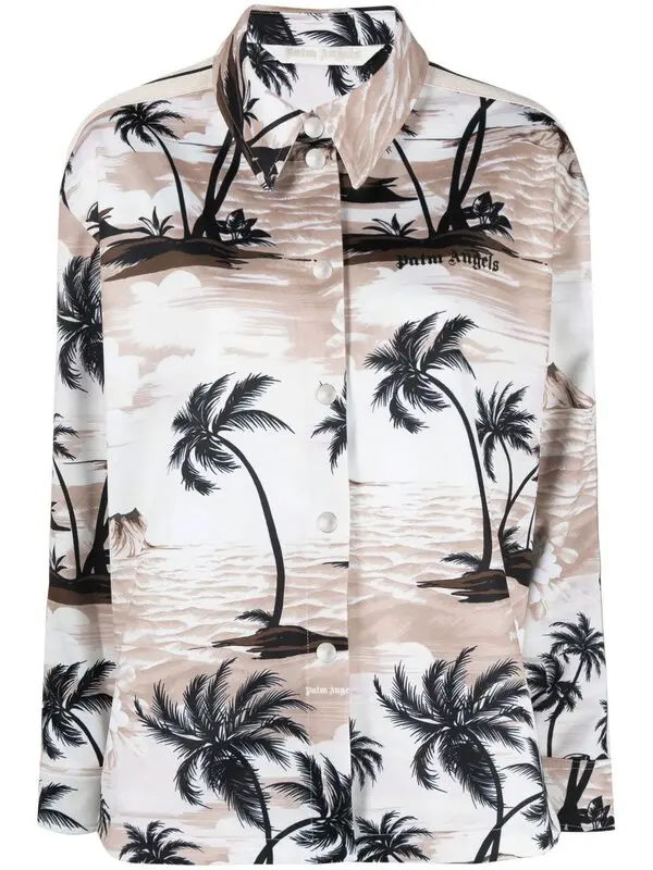 Palm Angels Tropical Print Shirt - Neutrals